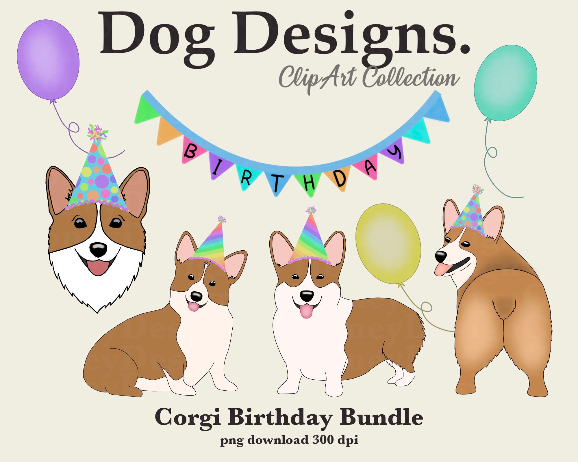 Corgi Birthday Png Designs, Corgi Party Png, Corgi Clipart, Dog ...