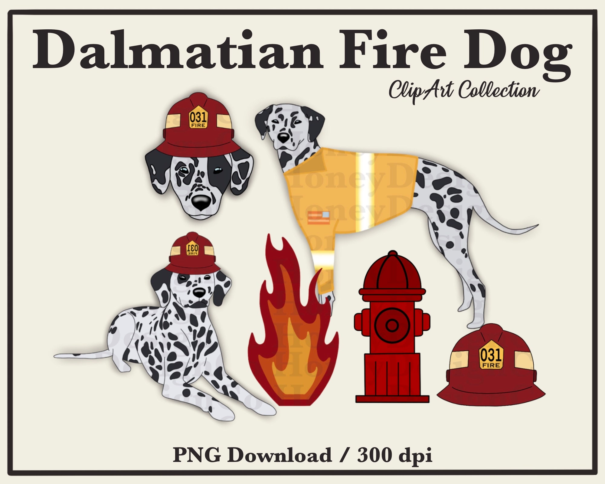 Dalmation Fire Dog By Hydrant Clipart