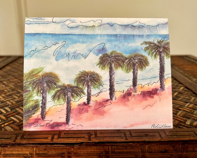 Original Art From Maui Collection Notecards "palm Tree Beach" Design 10 ...