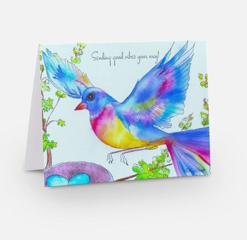 Original Art Note Cards- "bluebird Vibes" Design 10 Cards/envelopes - Etsy