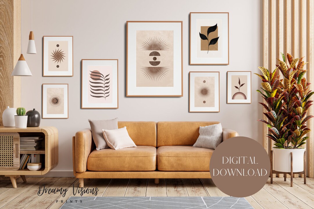 Digital Art Boho Style, Gallery Wall Art Set of 7, Digital Art Prints ...