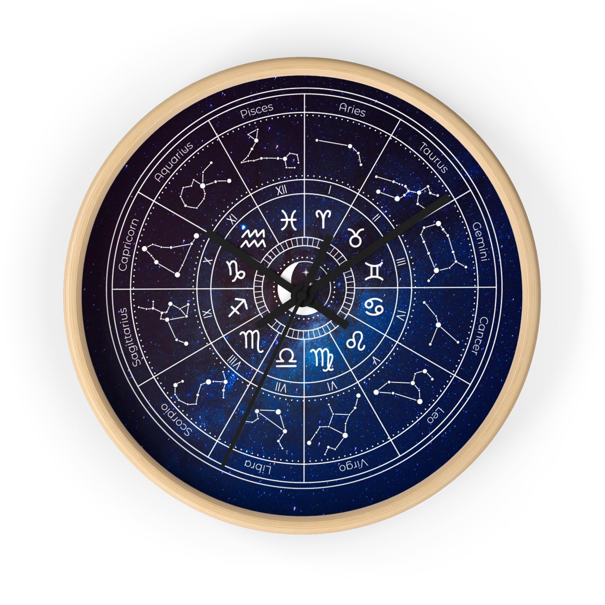 Wall Clock Zodiac Signs and Star Map Witchy Clock Boho and Eclectic ...