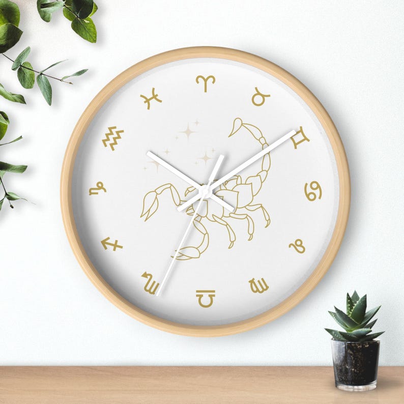 Wall Clock - Gold Scorpio Zodiac Sign - Etsy