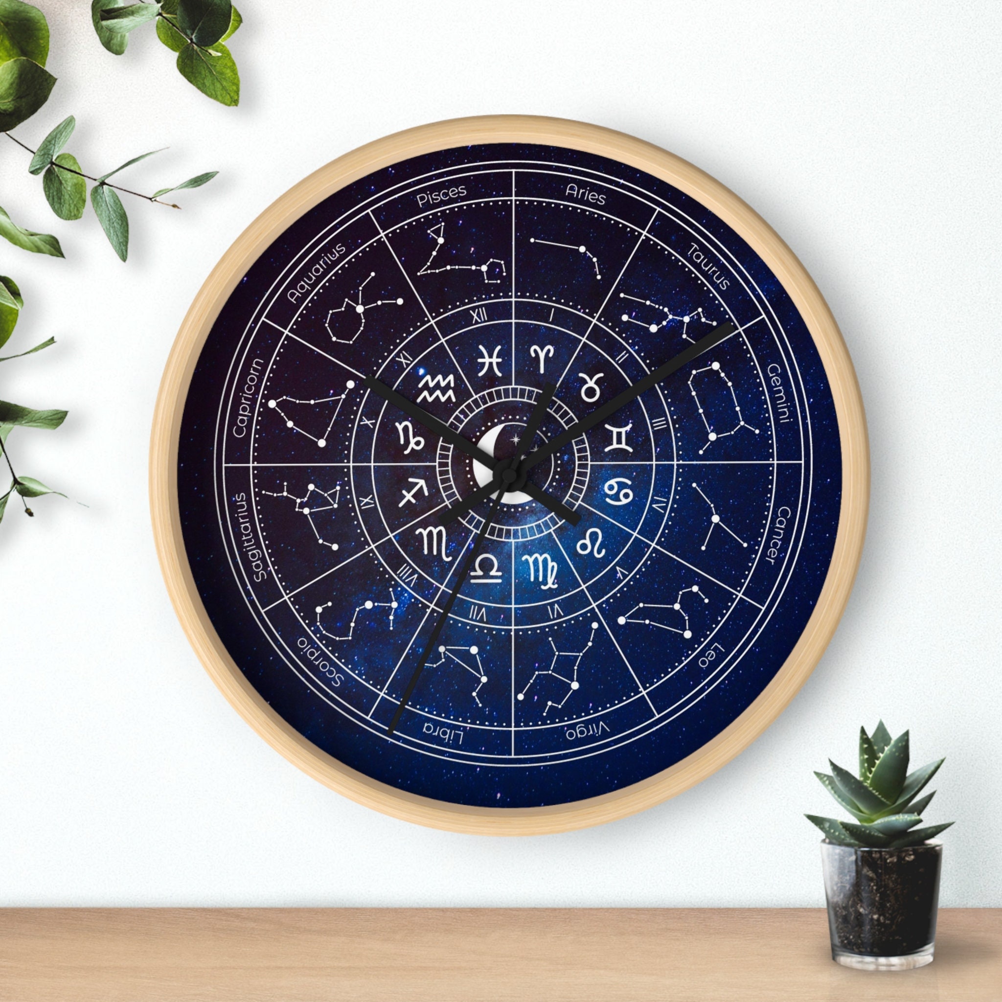 Wall Clock Zodiac Signs and Star Map Witchy Clock Boho and Eclectic ...
