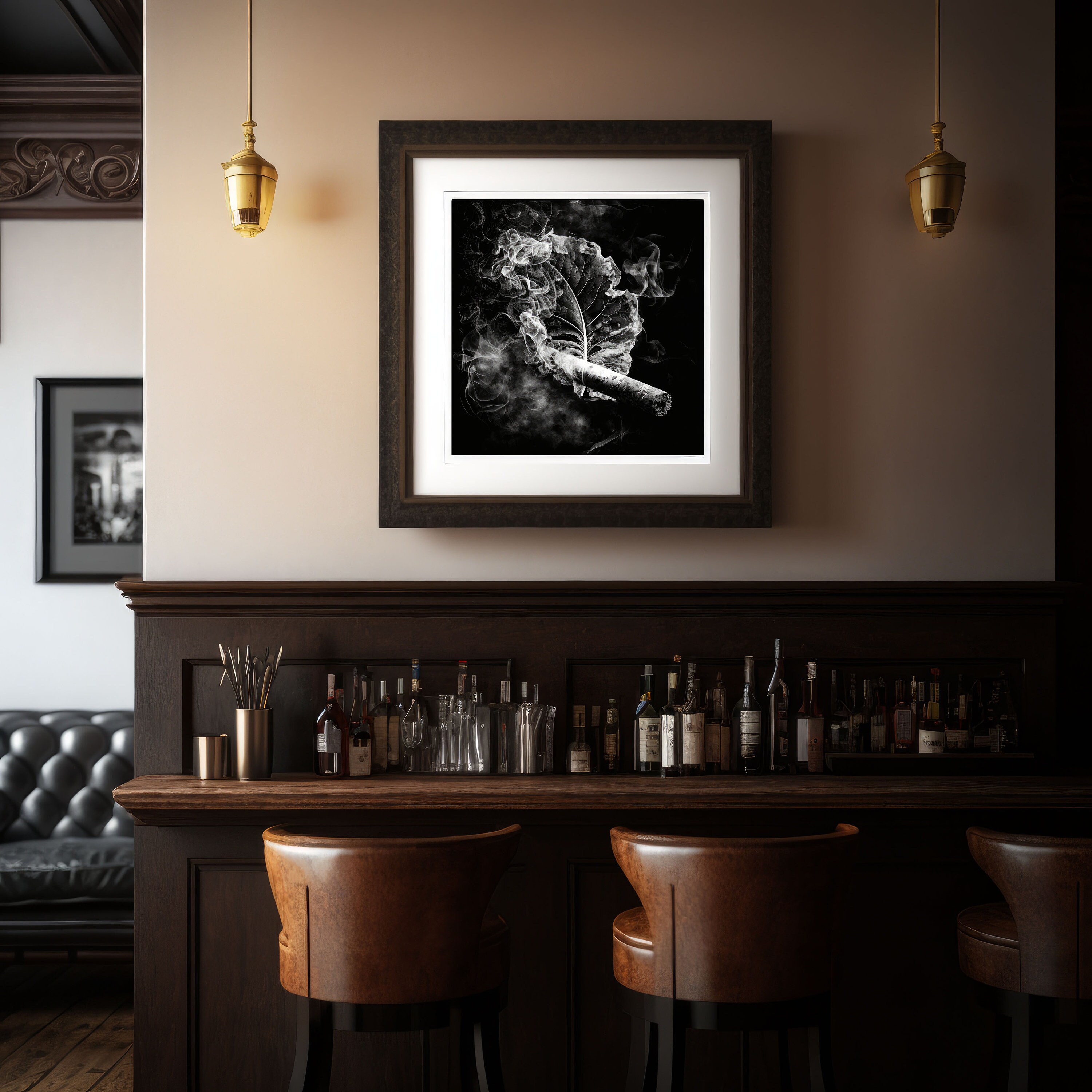 Smokey Cigar Wall Print, Black and White Cigar Print, Cool Cigar Wall ...