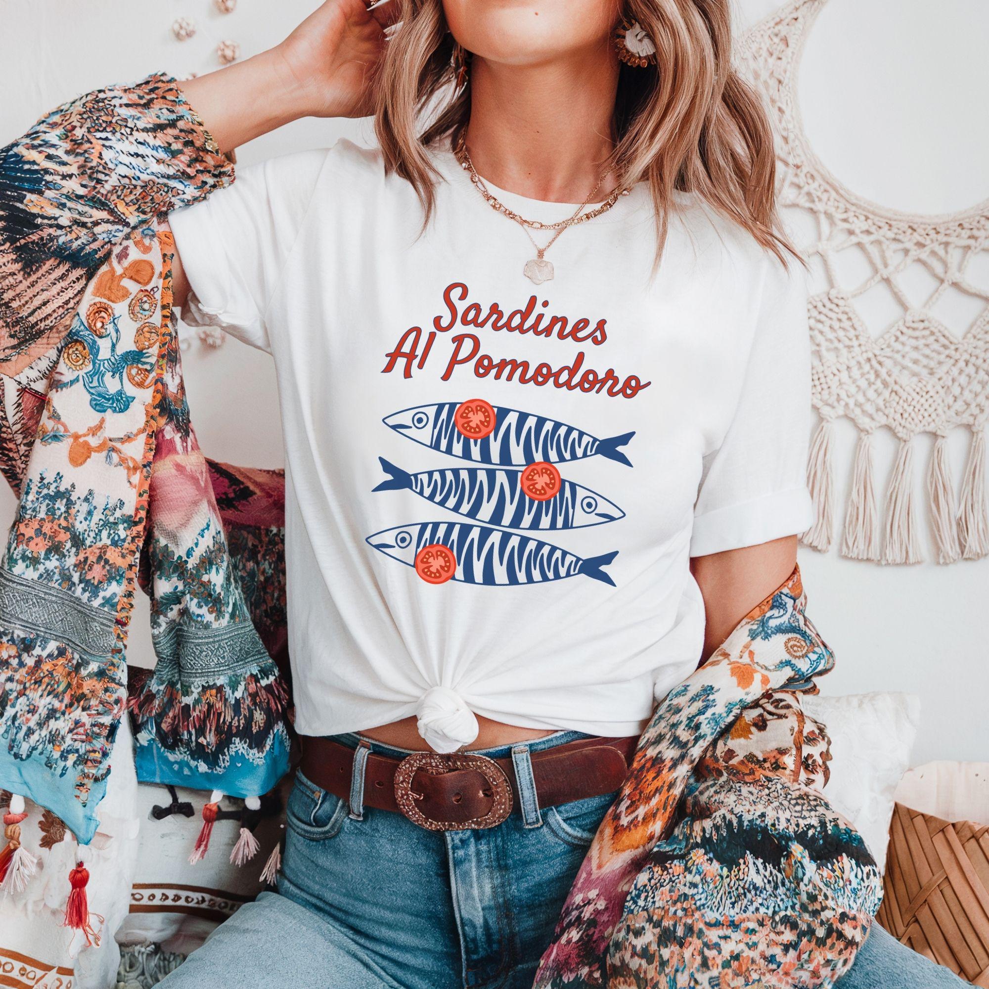 Retro Sardine Al Pomodoro Tinned Fish Tomato Shirt Oceancore Fish ...
