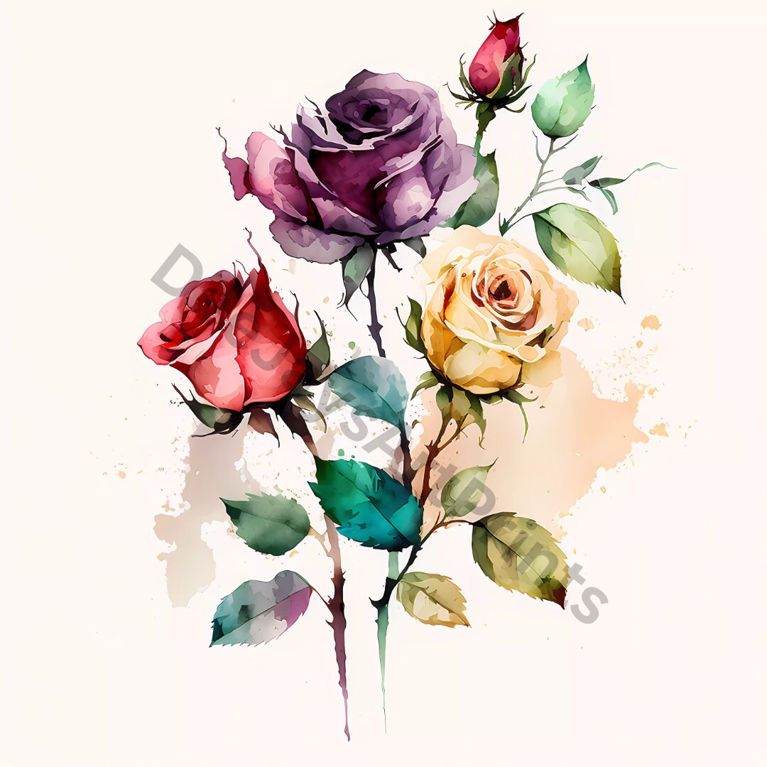 Multi Color Rose Clipart 10 High Quality Pngs Digital Download ...