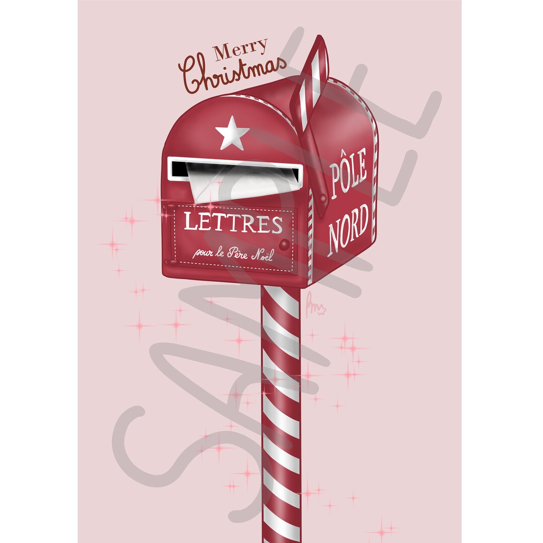 North Pole Mailbox A5 or A4 Postcard / Poster - Etsy