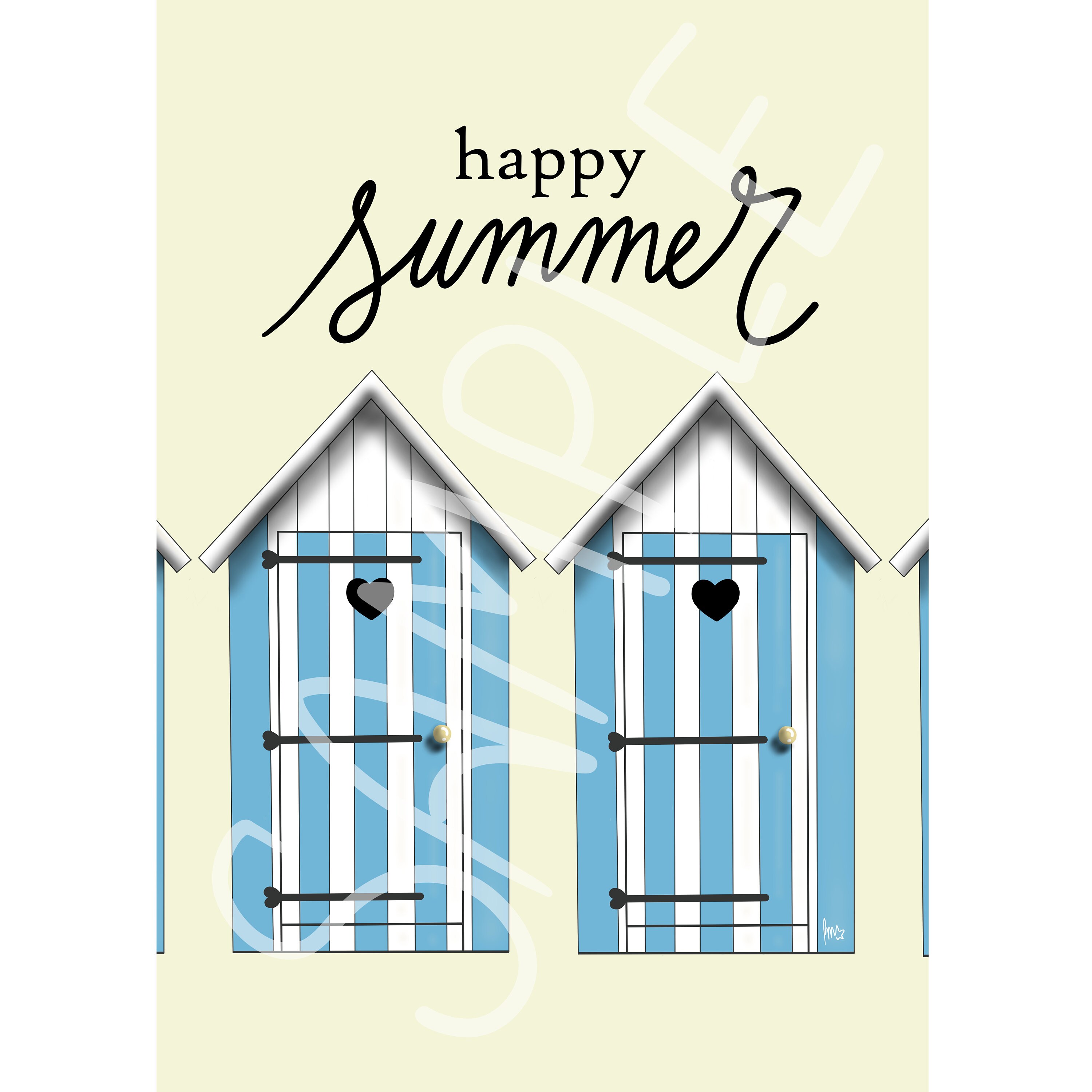HAPPY SUMMER Beach Hut Digital Version - Etsy