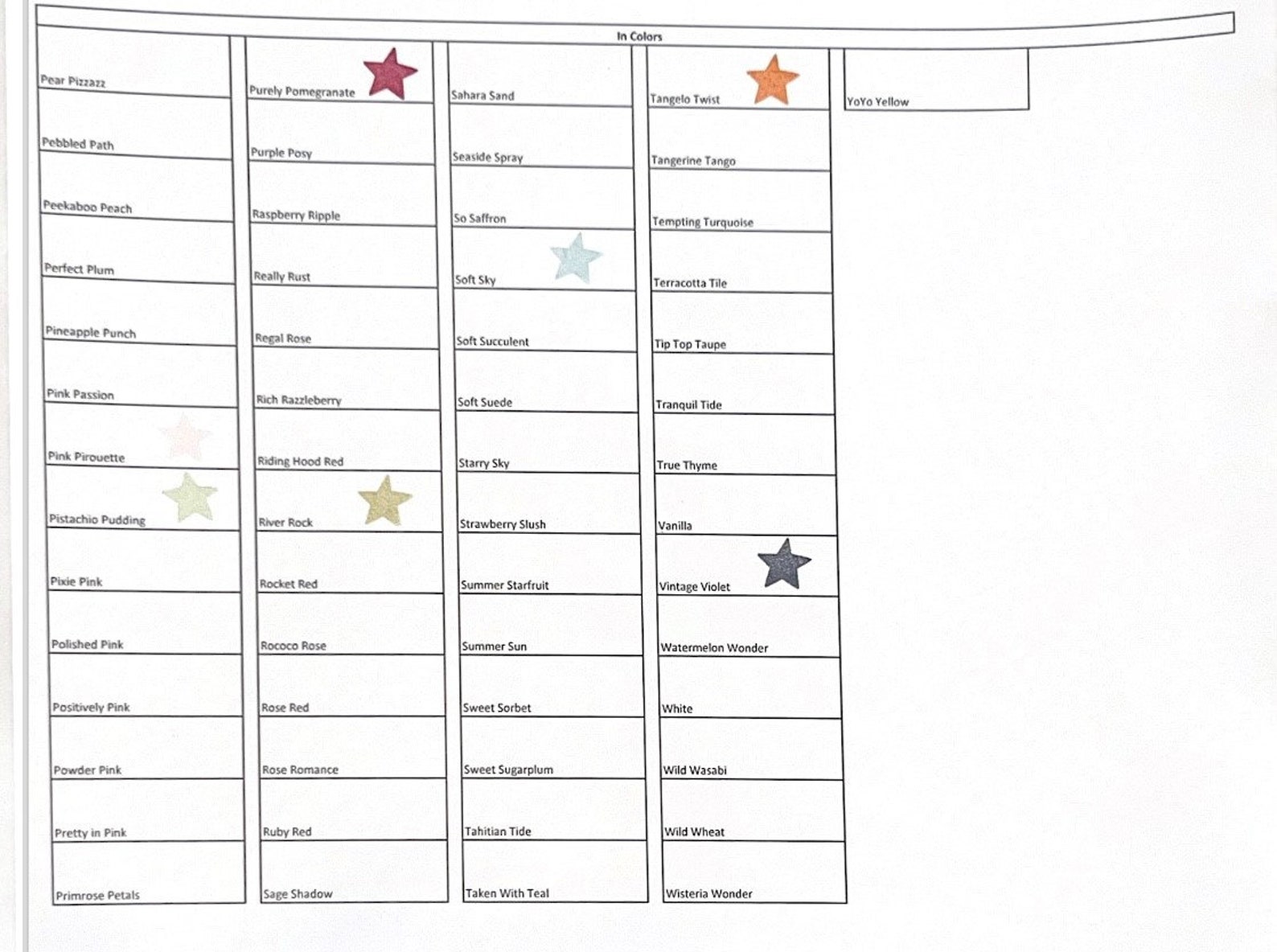 Stampin up Stamp Pad Swatch Chart, Printable Ink Chart, Ink Pad Color ...