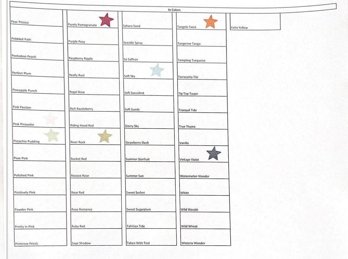 Stampin' up Printable Swatch Chart Use to Track Your Inventory - Etsy