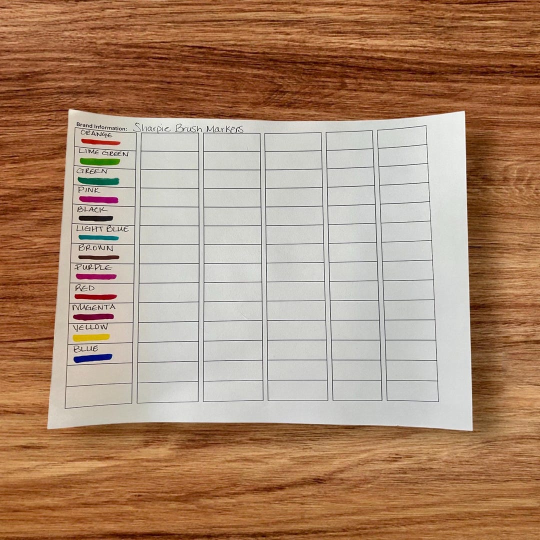 Blank Marker Swatch Chart, Blank Colored Pencil Swatch Chart ...