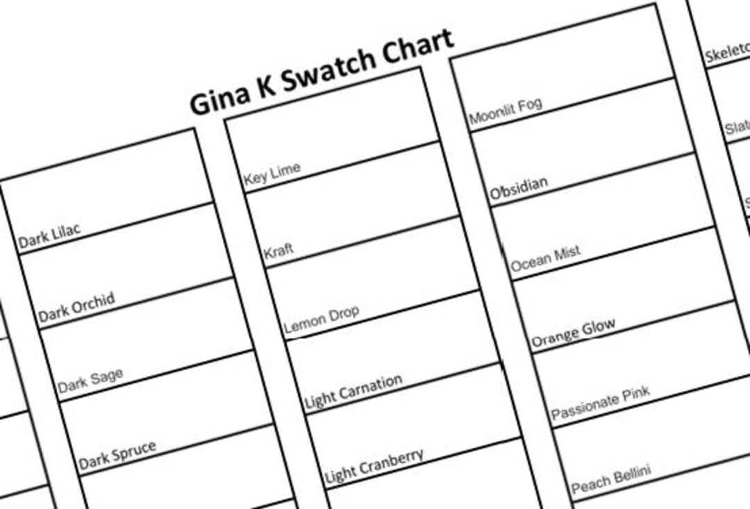 Gina K Ink Pad/cube Color Swatch Chart (printable PDF) - Etsy Australia