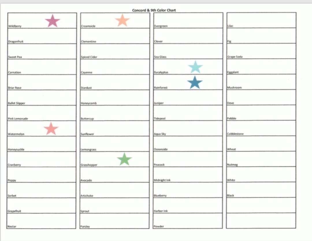 Concord & 9th Printable Blank Inkpad Color Swatch Chart Use to Track ...