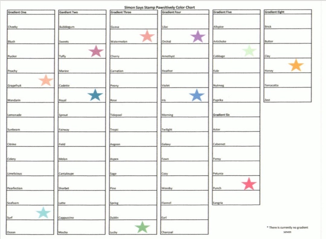 Simon Says Stamp Stamp Pad Swatch Chart, Printable Ink Chart, Ink Pad ...