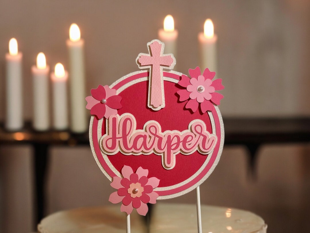 Custom Name Cake Topper for Christening, Baptism, First Communion Etc ...