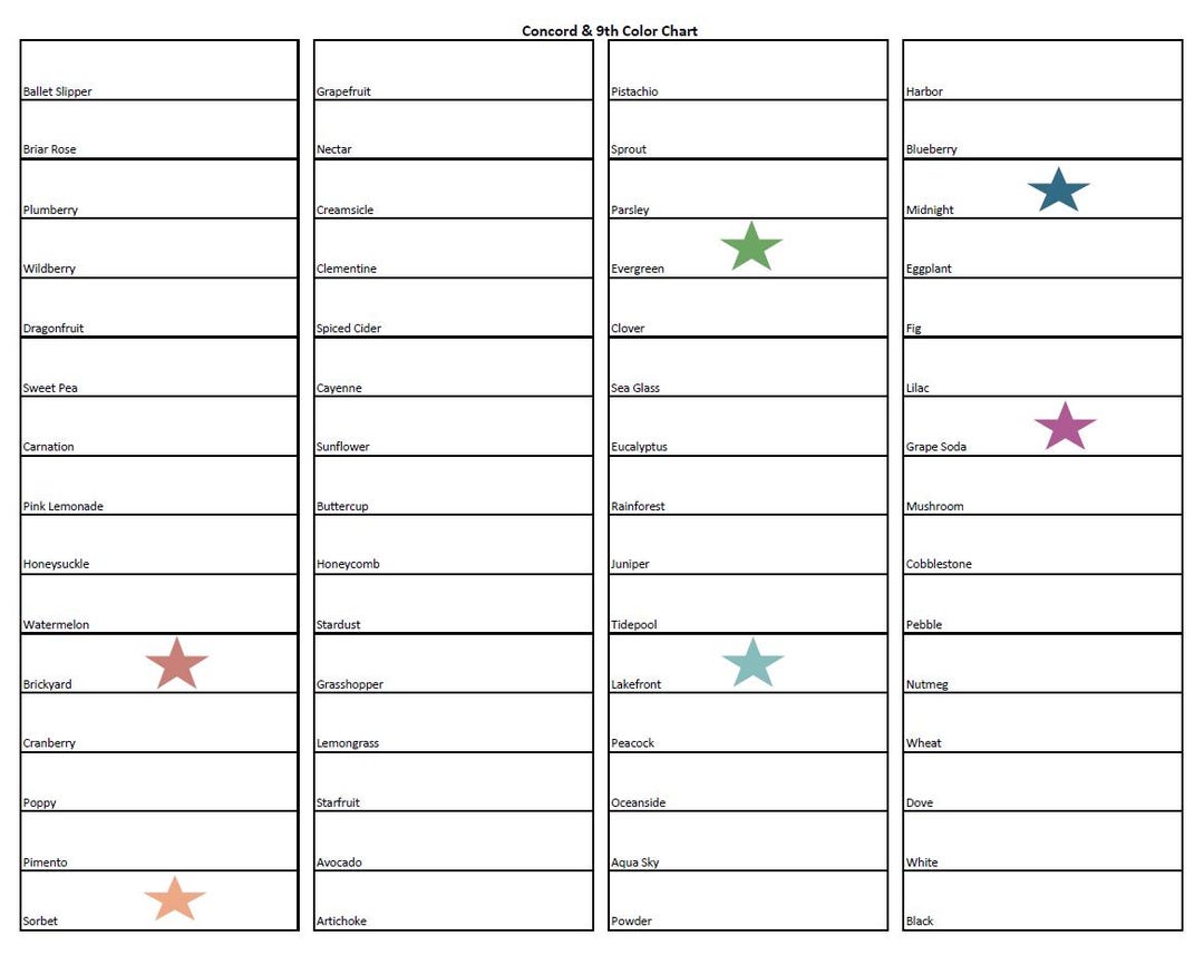 Concord & 9th Ink Pad Swatch Chart: 2025 Colors (printable PDF) - Etsy