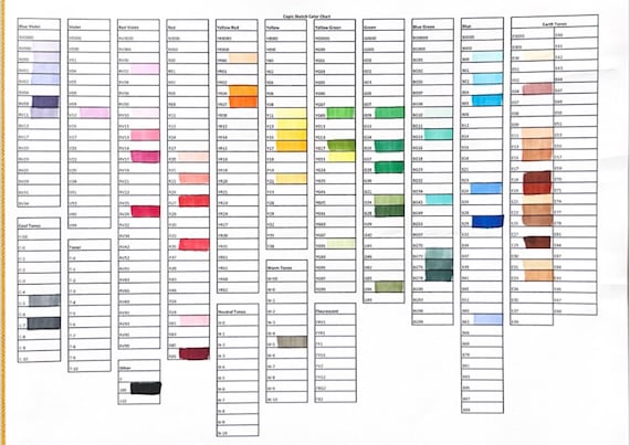 Copic Color Chart Printable