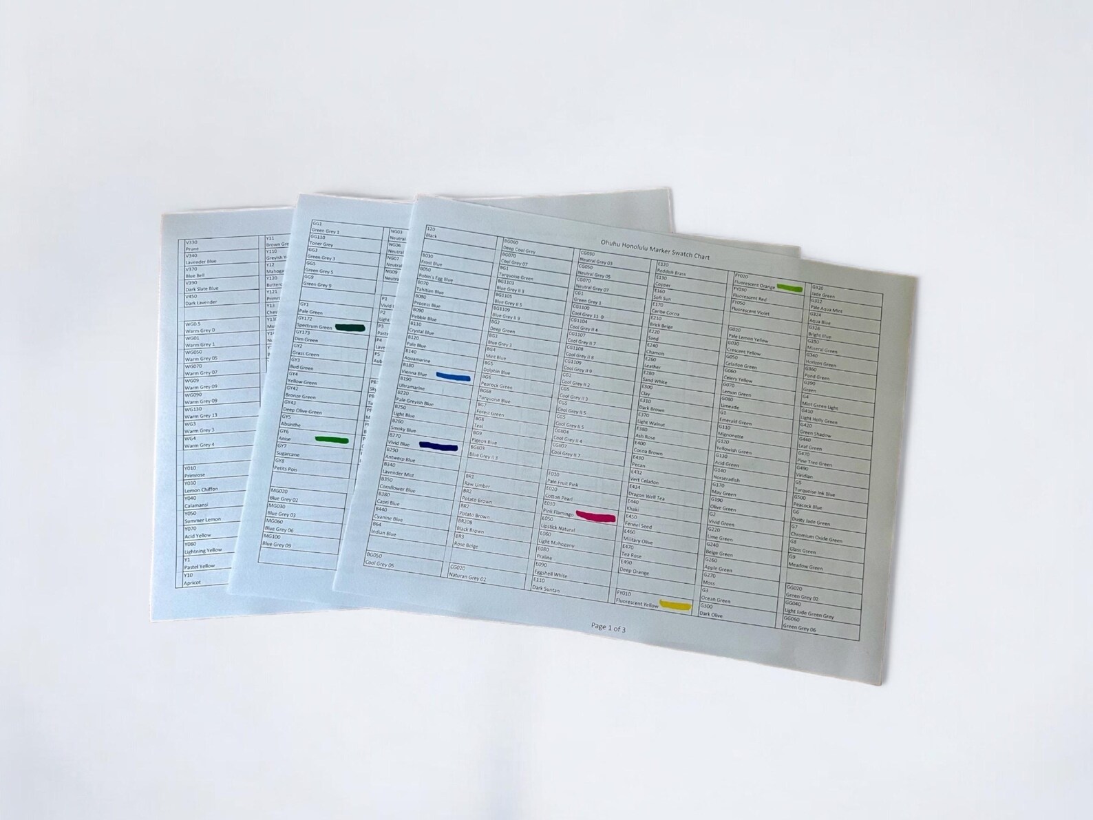 Ohuhu Marker Swatch Chart: Printable Color Organizer (digital 8.5x11 ...