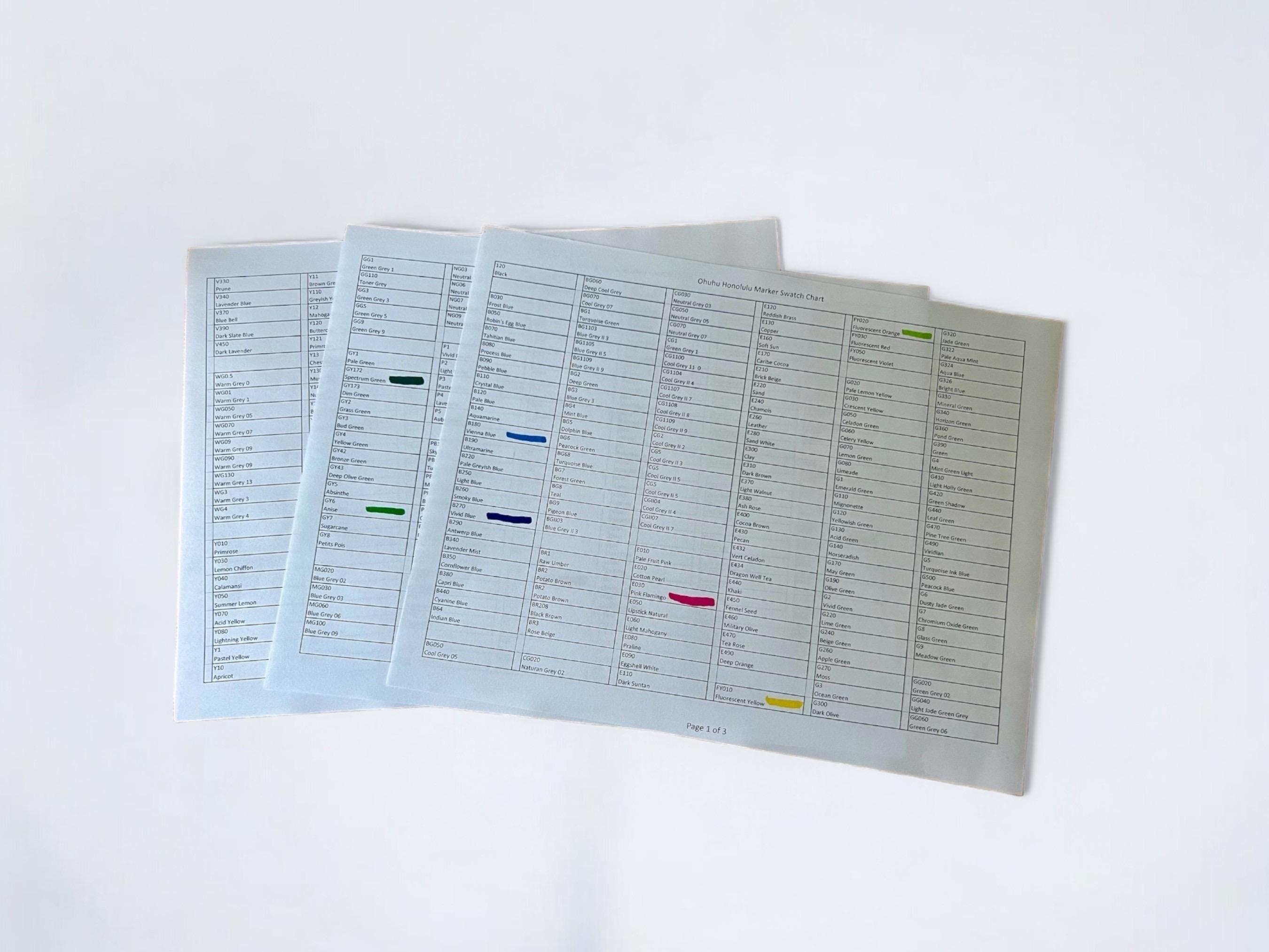 Ohuhu Marker Swatch Chart: Printable Color Organizer (digital 8.5x11 ...