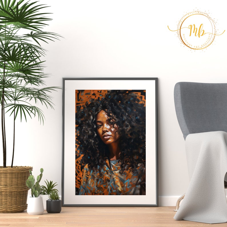 Beautiful Black Woman Digital Art Print, Wall Art Decor for Home ...