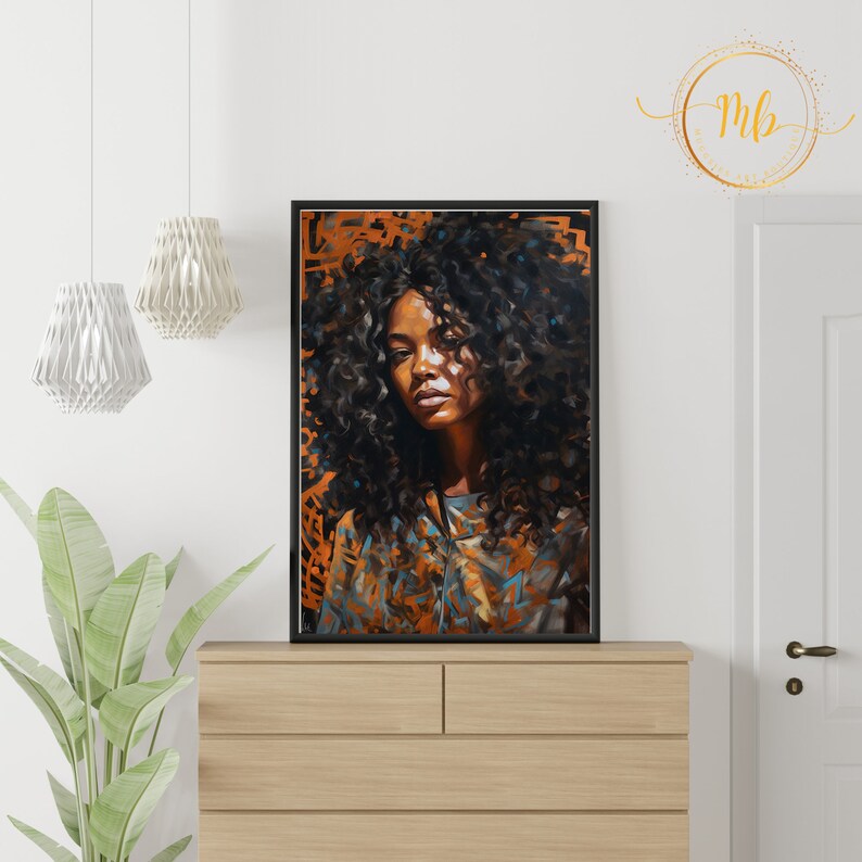Beautiful Black Woman Digital Art Print, Wall Art Decor for Home ...