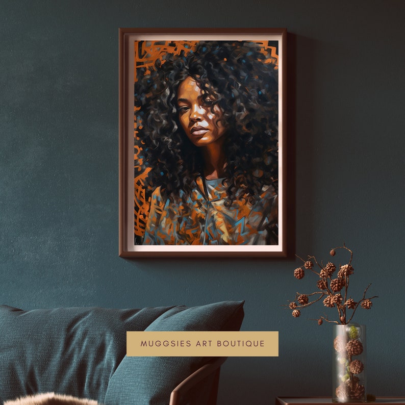 Beautiful Black Woman Digital Art Print, Wall Art Decor for Home ...