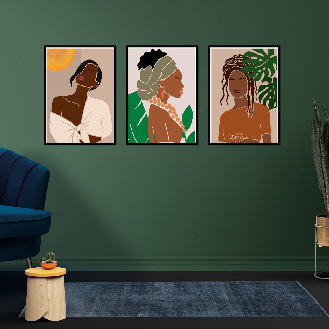 Black Girl Art Set of 3, Black Girl Digital Wall Art, Prints for Home ...