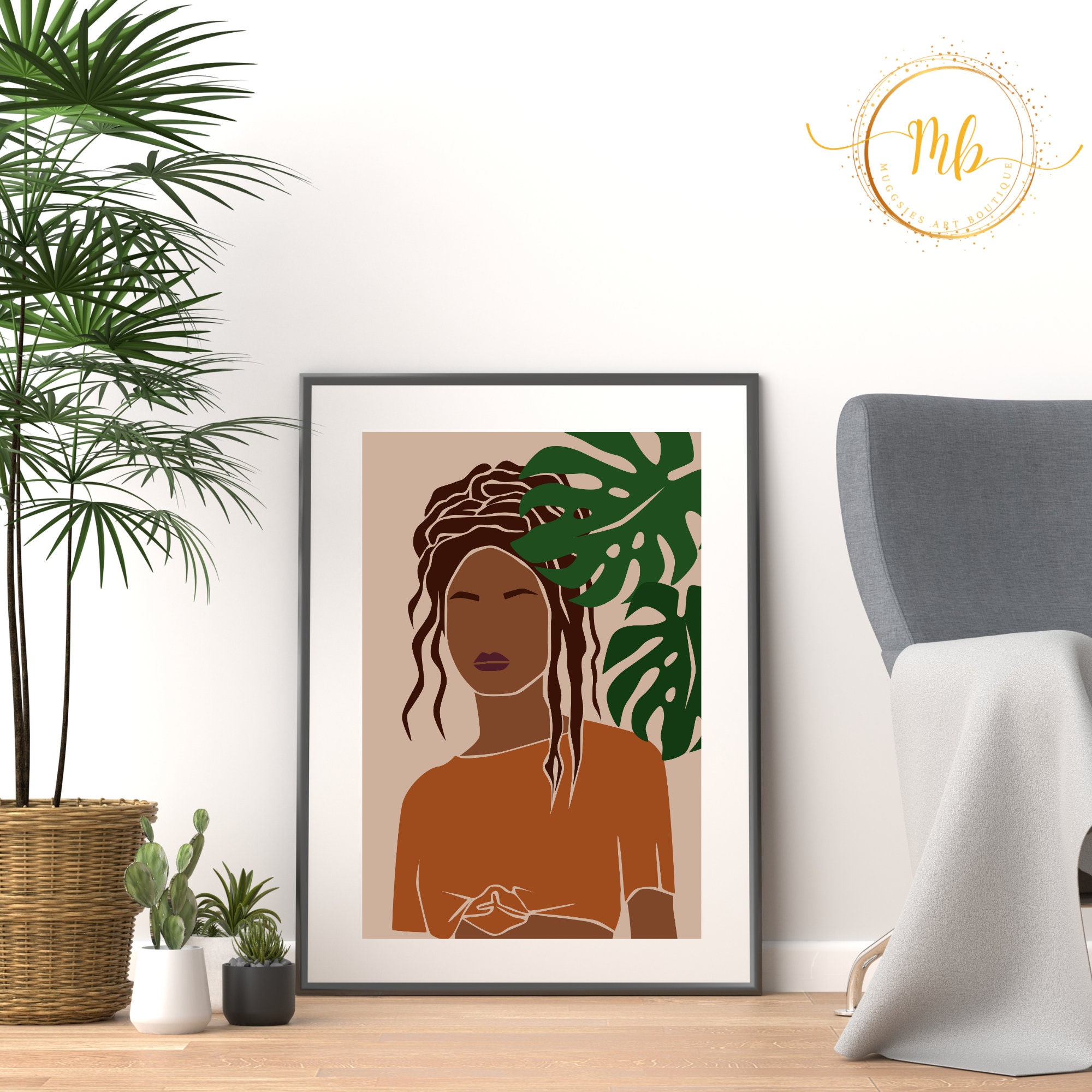 Black Woman Digital Art Print, Contemporary African American Wall Decor ...