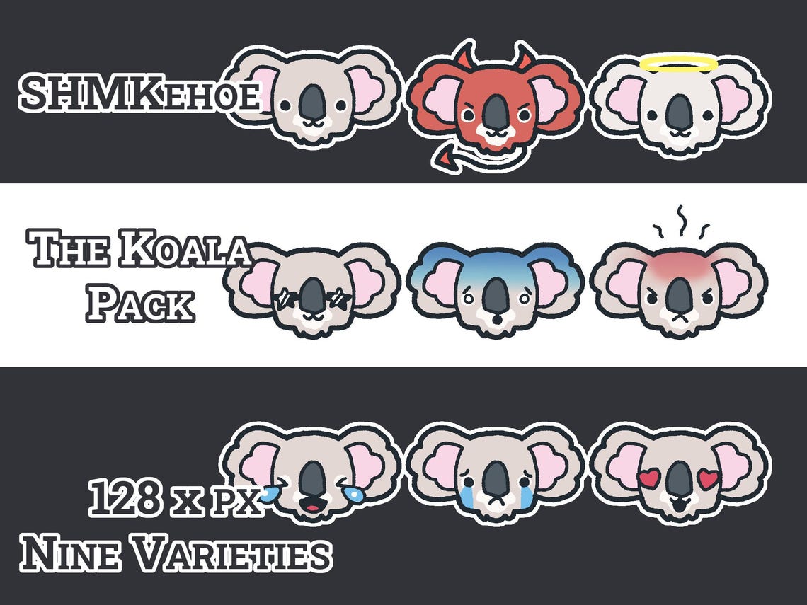 The Koala Emoji Pack! | 9 Emotes | Bear | Discord | Twitch | - Etsy