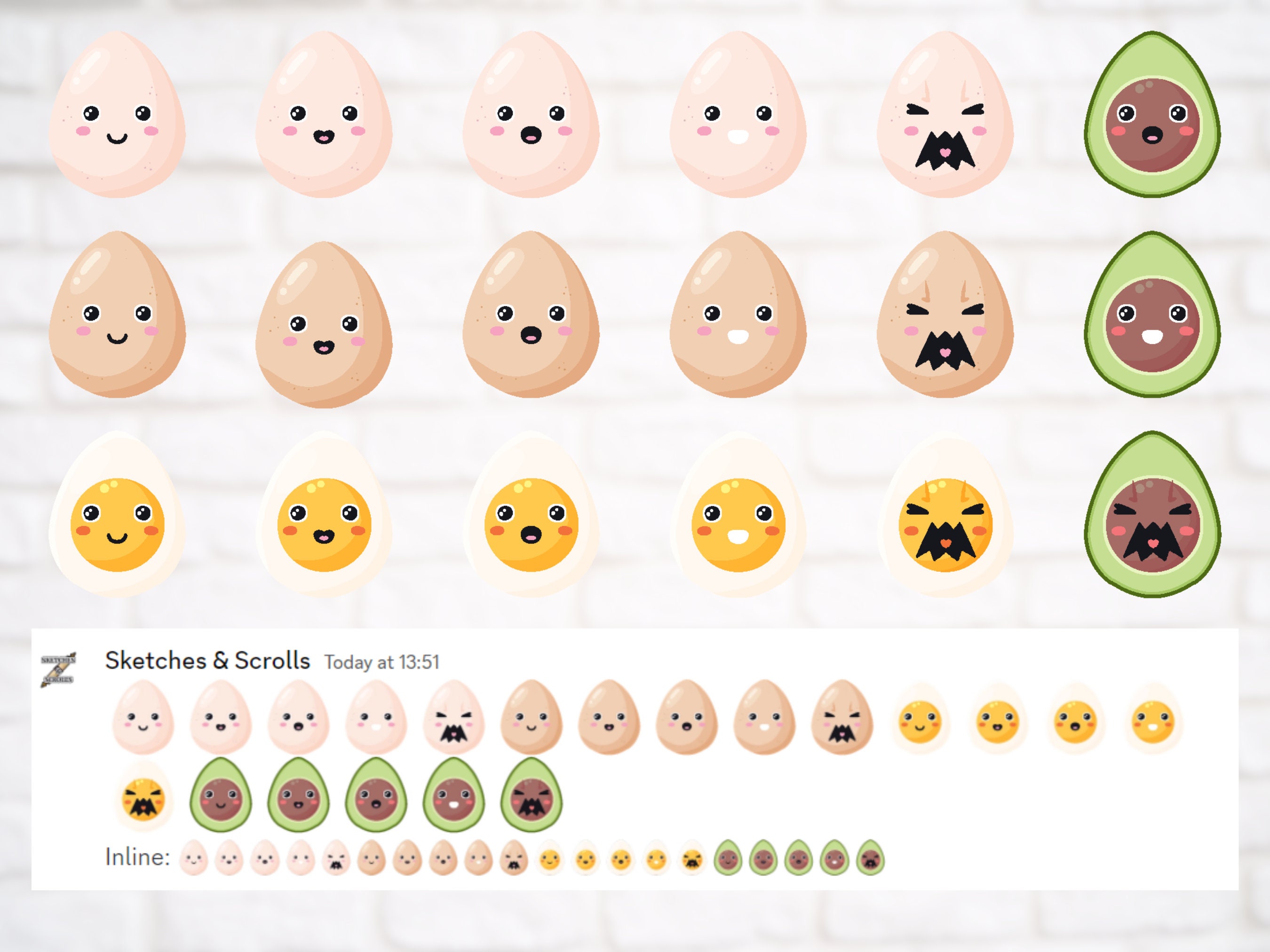 Cute Eggie & Avocado Emotes Adorable Emote Pack for Discord, Twitch ...
