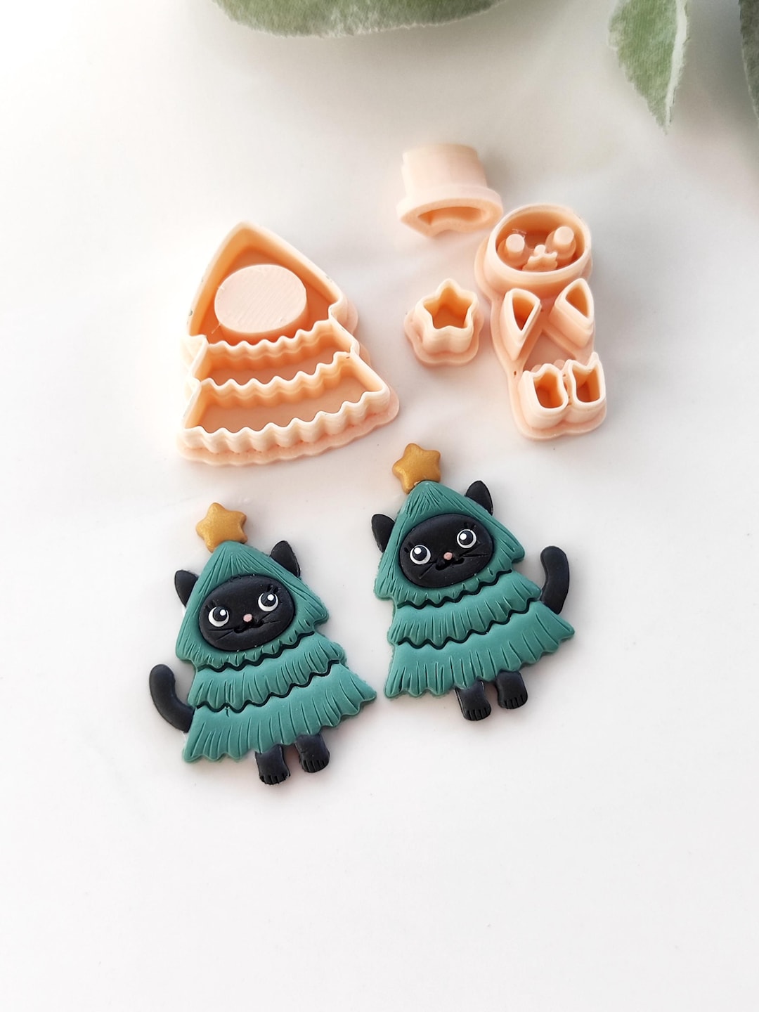Christmas Tree Cat Clay Cutter , Holiday Theme Polymer Clay Tool ...