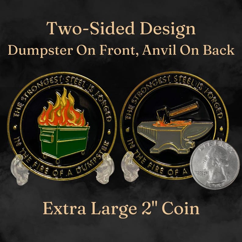 Dumpster Fire Challenge Coin – Full Color 2-sided Design - Etsy