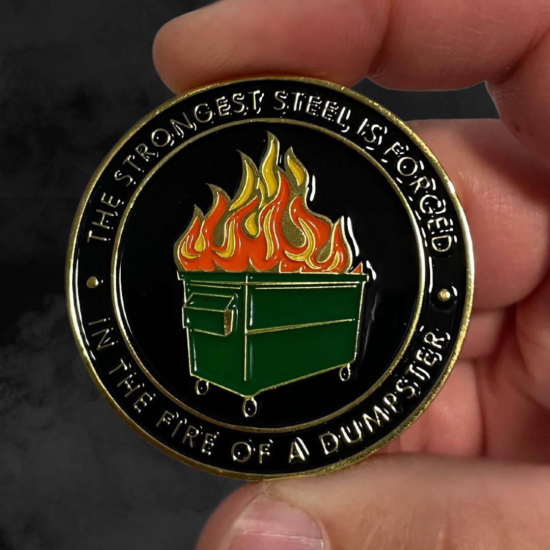 Dumpster Fire Challenge Coin – Full Color 2-sided Design - Etsy