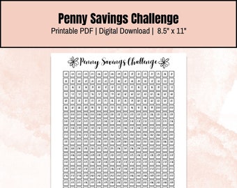 Penny Savings Challenge Printable, 1p Saving Challenge, Penny Challenge ...