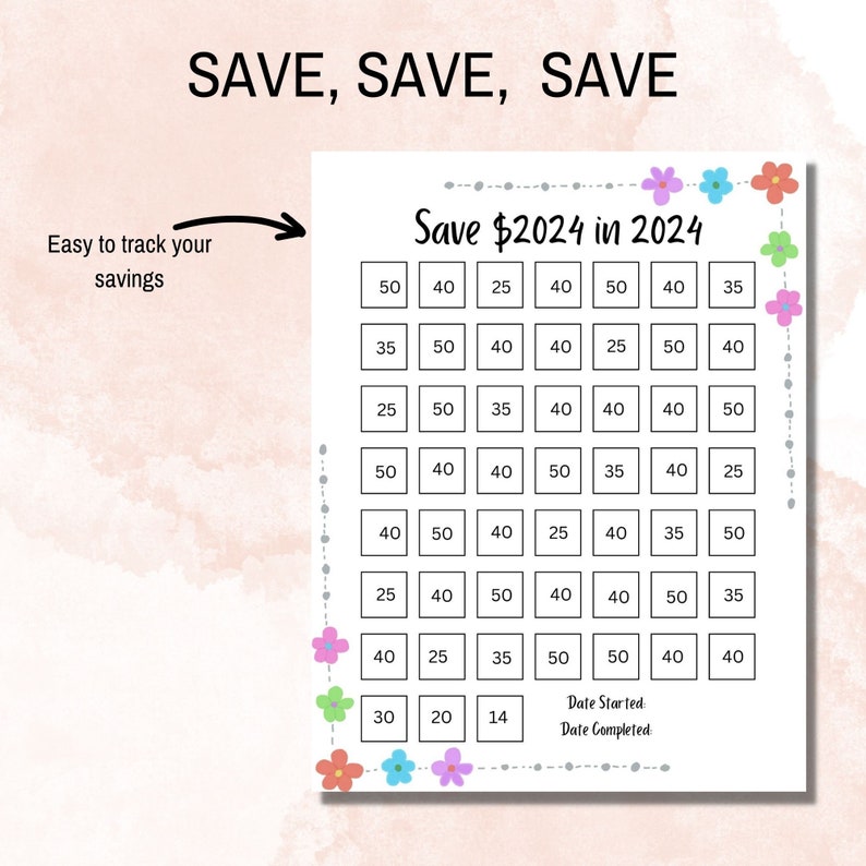 2024 Savings Challenge Printable, Saving Tracker, Cash Envelopes ...