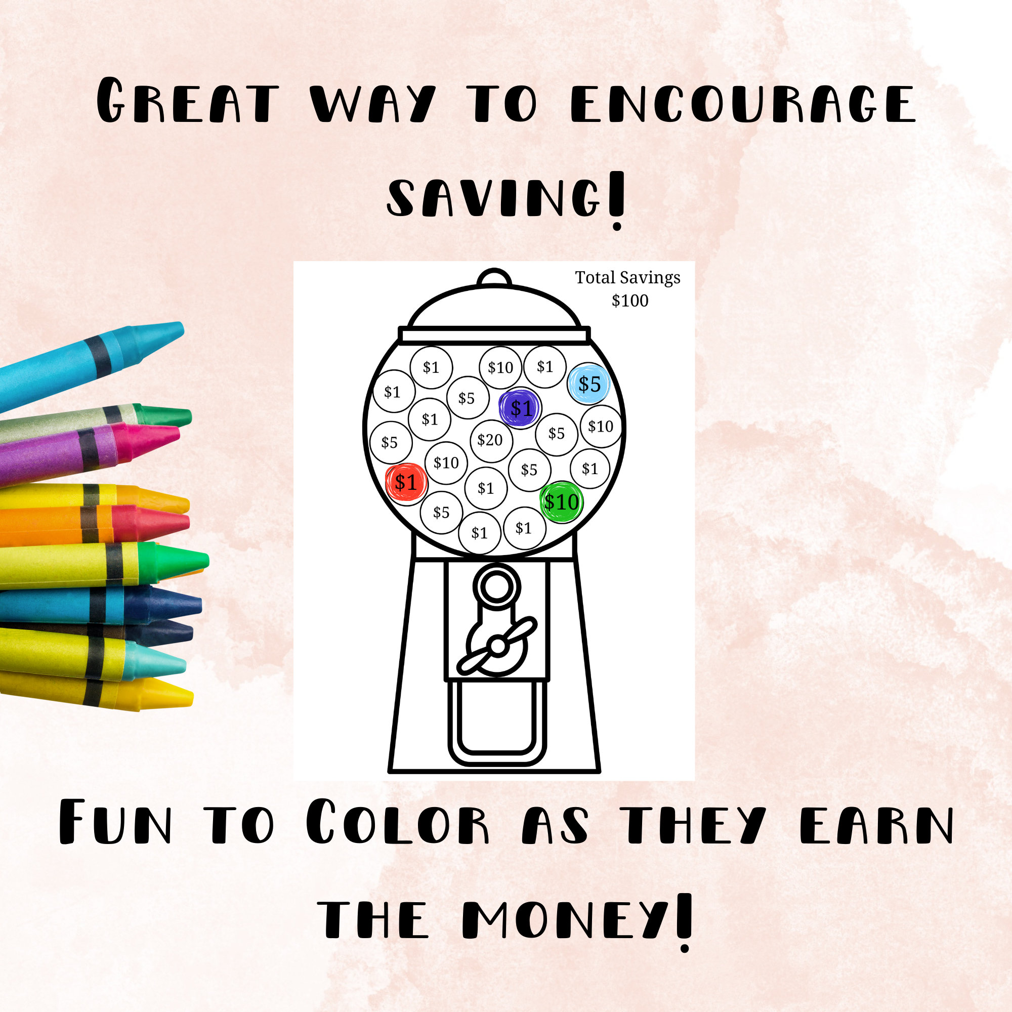 Kids Savings Challenge Bundle, 8.5x11 Sized Trackers, Saving Challenge ...