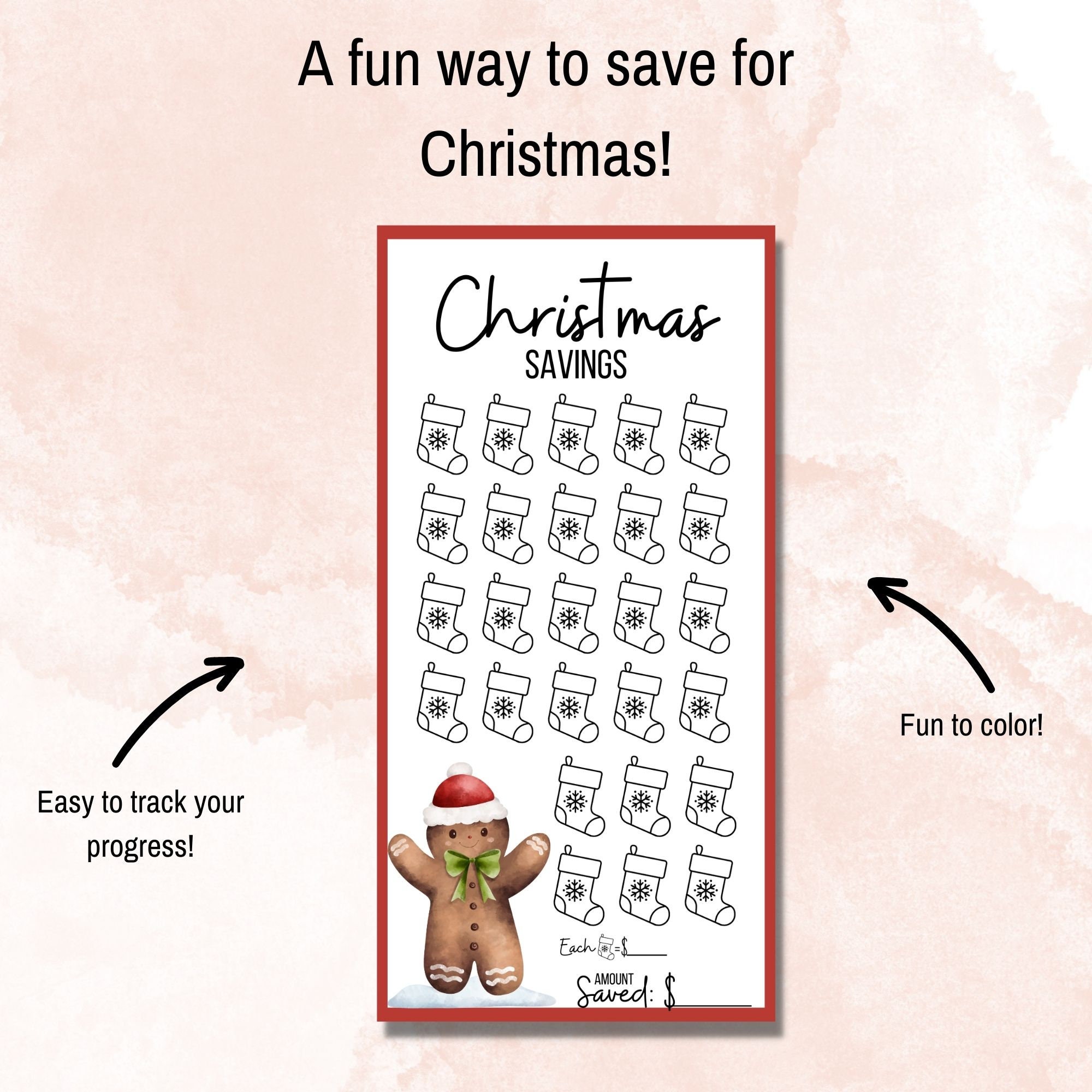 Christmas Saving Challenge Printable, Fun Gingerbread Saving Tracker ...