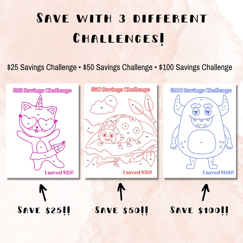 Kid's Savings Challenge Printable: Fun Money Tracker (digital Download ...