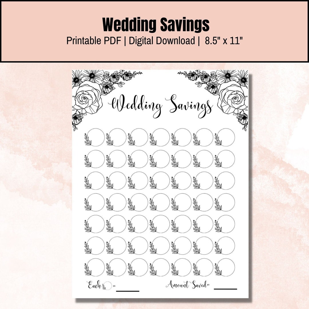 Wedding Savings Tracker: Printable Budget (PDF Download) - Etsy