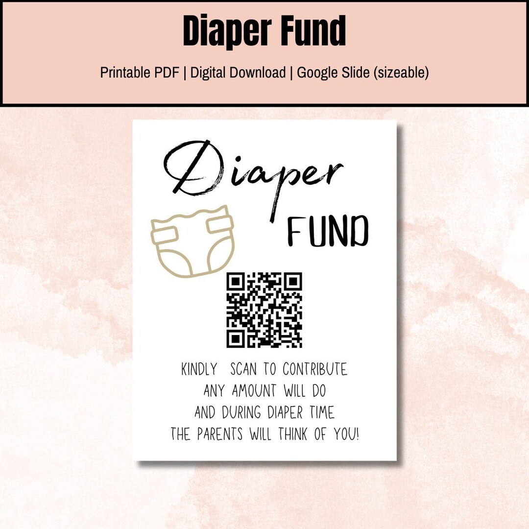 Minimalist Diaper Fund Sign: Baby Shower Venmo QR Code (digital ...