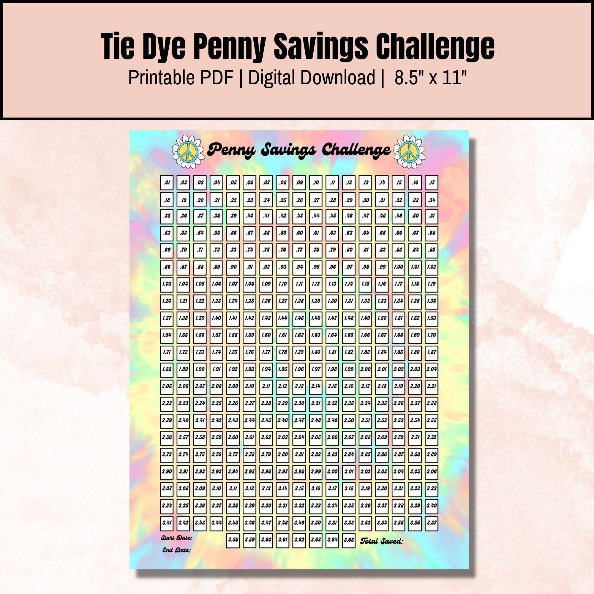 Penny Savings Challenge Printable, 1p Saving Challenge, Savings ...