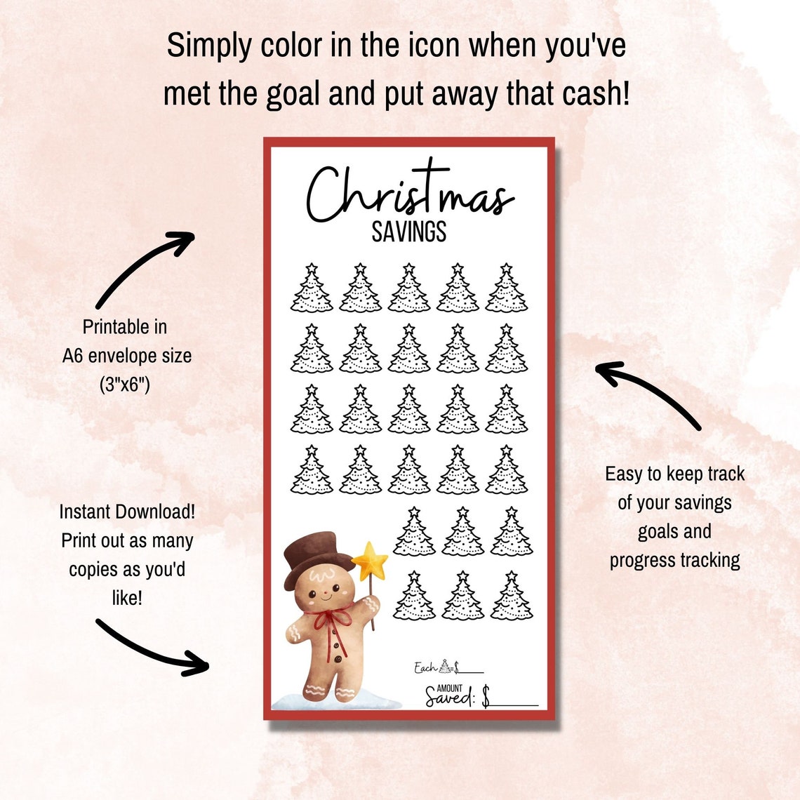 Christmas Saving Challenge Printable, Fun Gingerbread Saving Tracker ...