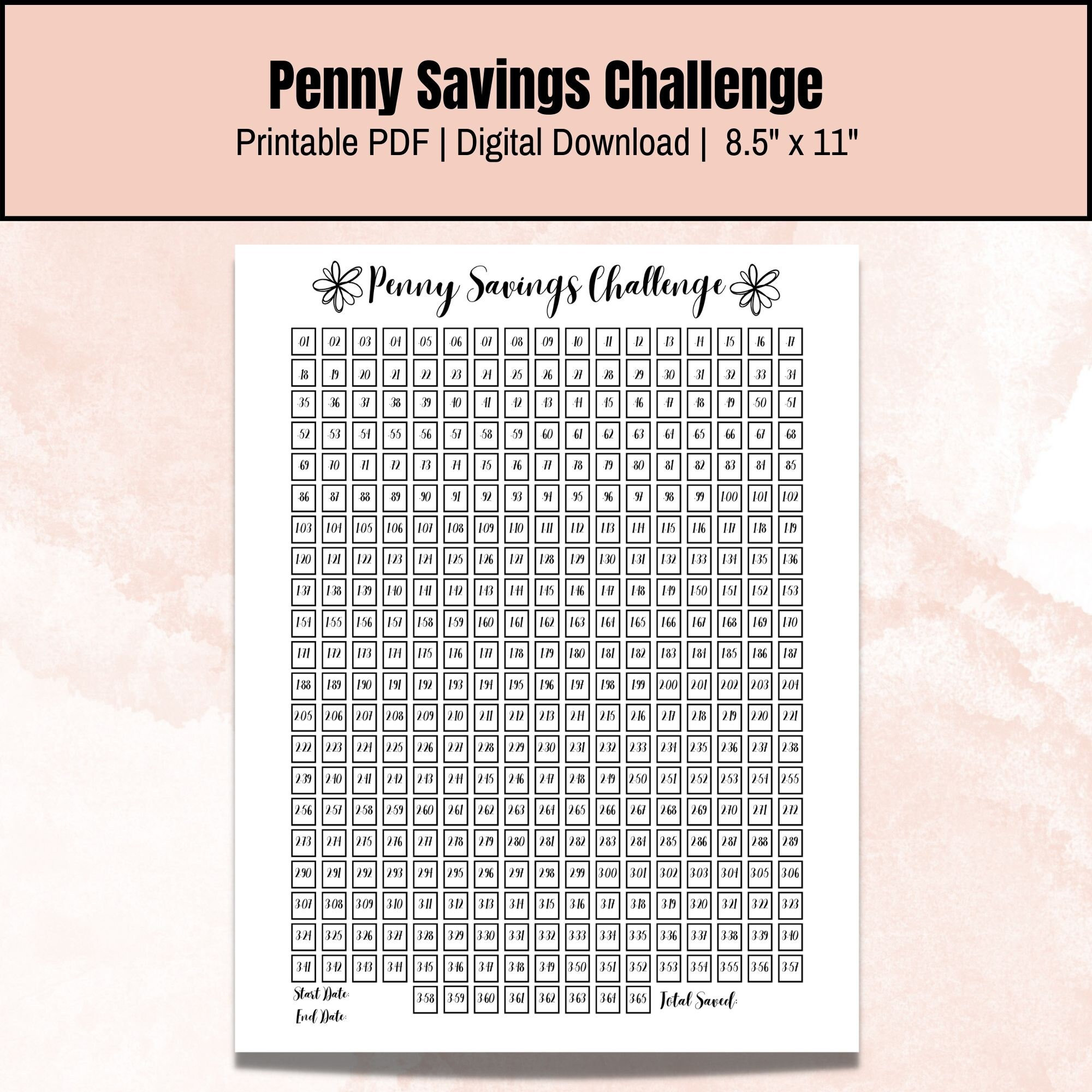 1p Saving Challenge, Penny Savings Challenge, Savings Challenge ...