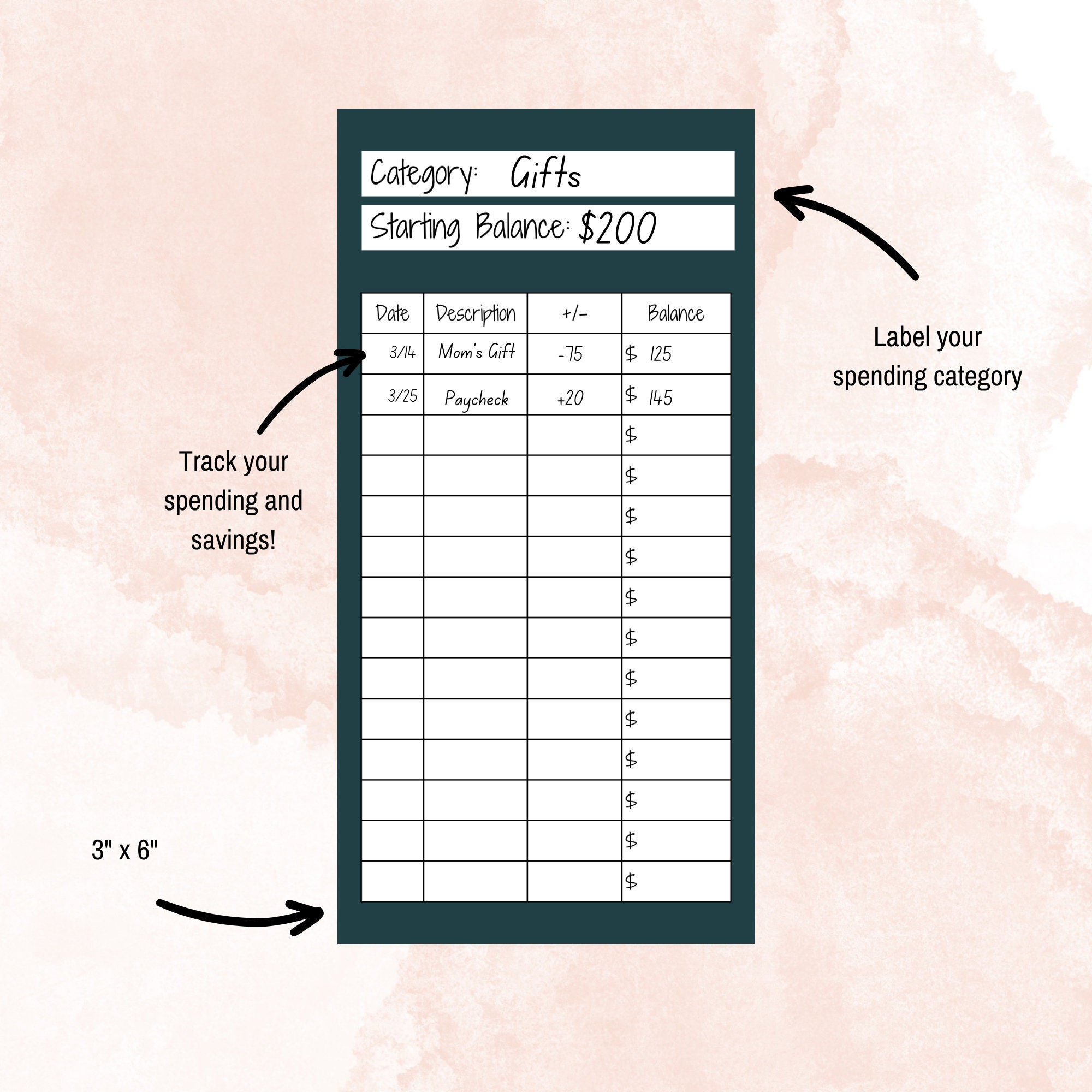Cash Envelope Inserts Printable, Cash Spending Log, Budgeting Inserts ...