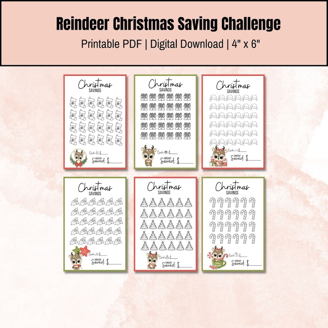 Reindeer Christmas Savings Challenge: Fun Holiday Budget (PDF Printable ...