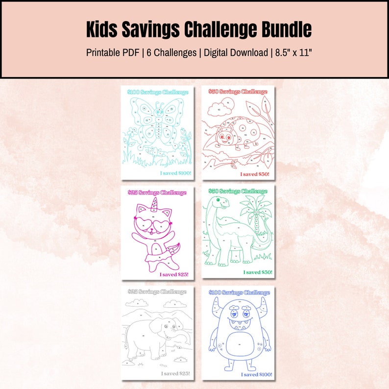 Kid's Savings Challenge Printable: Fun Money Tracker (digital Download ...