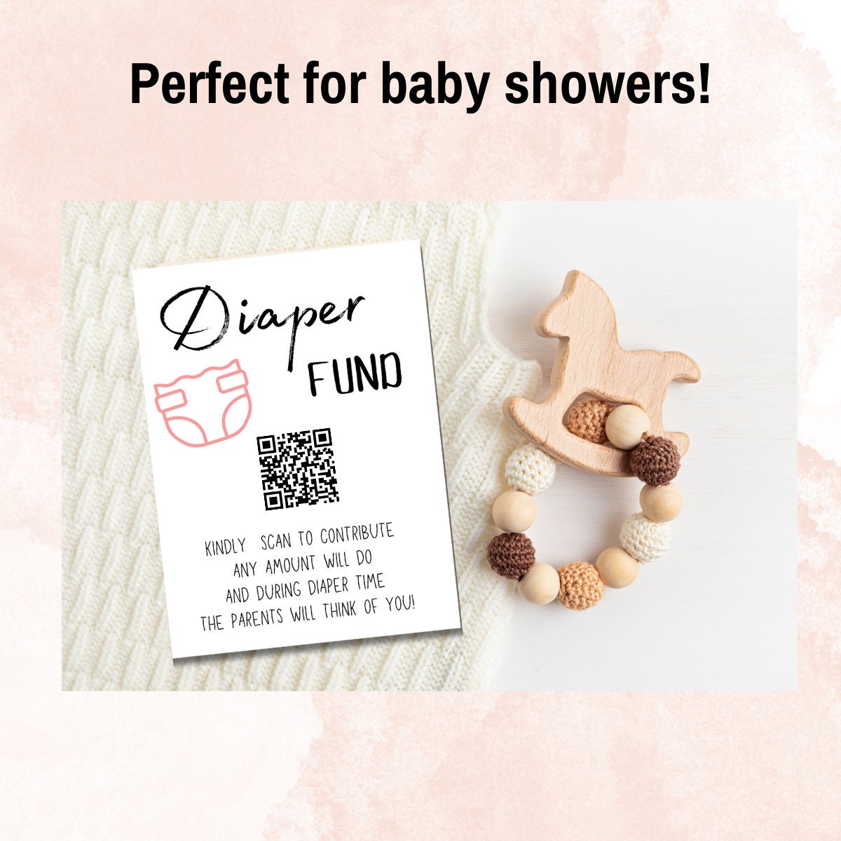 Minimalist Cash Gift Sign for Baby Showers, Diaper Fund Donation ...