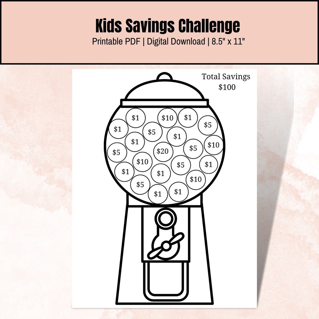 Kids Savings Challenge Bundle, 8.5x11 Sized Trackers, Saving Challenge ...