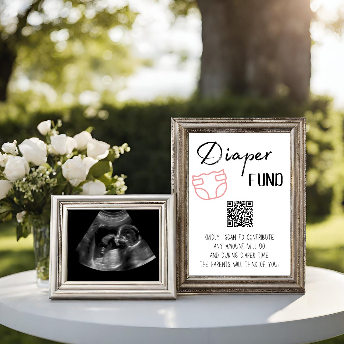 Minimalist Cash Gift Sign for Baby Showers, Diaper Fund Donation ...